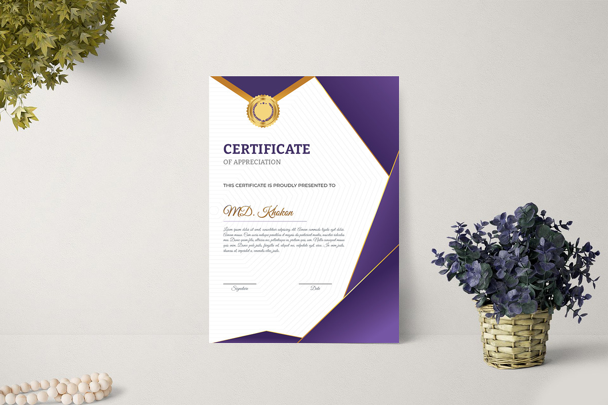 Modern Creative Certificate Design, a Stationery Template by MRI STUDIO