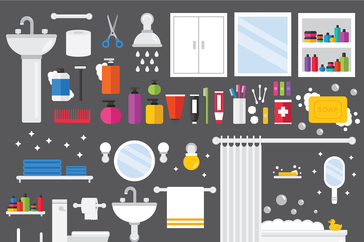 Home Bathroom Clip Art Set, an Illustration by Running With Foxes