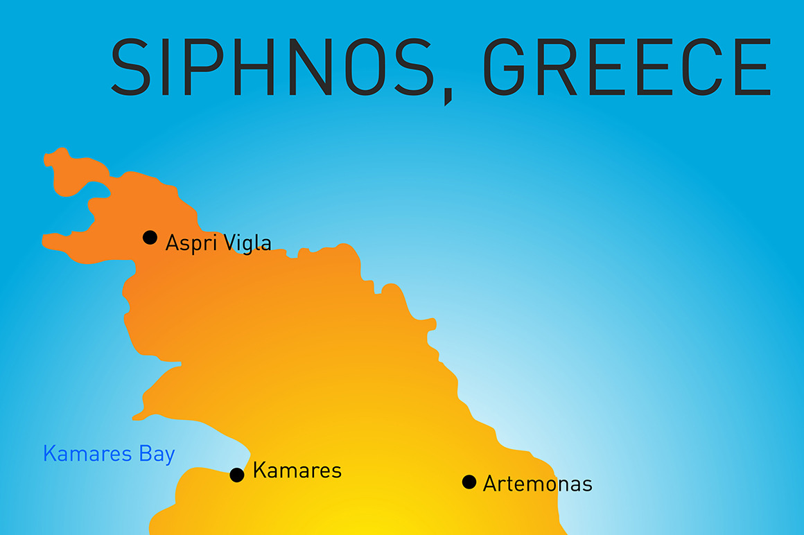 Vector color map of Siphnos, Greece, an Illustration by Jan Jack Russo ...