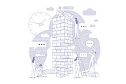 Vector flat illustration big tower | People Illustrations ~ Creative Market