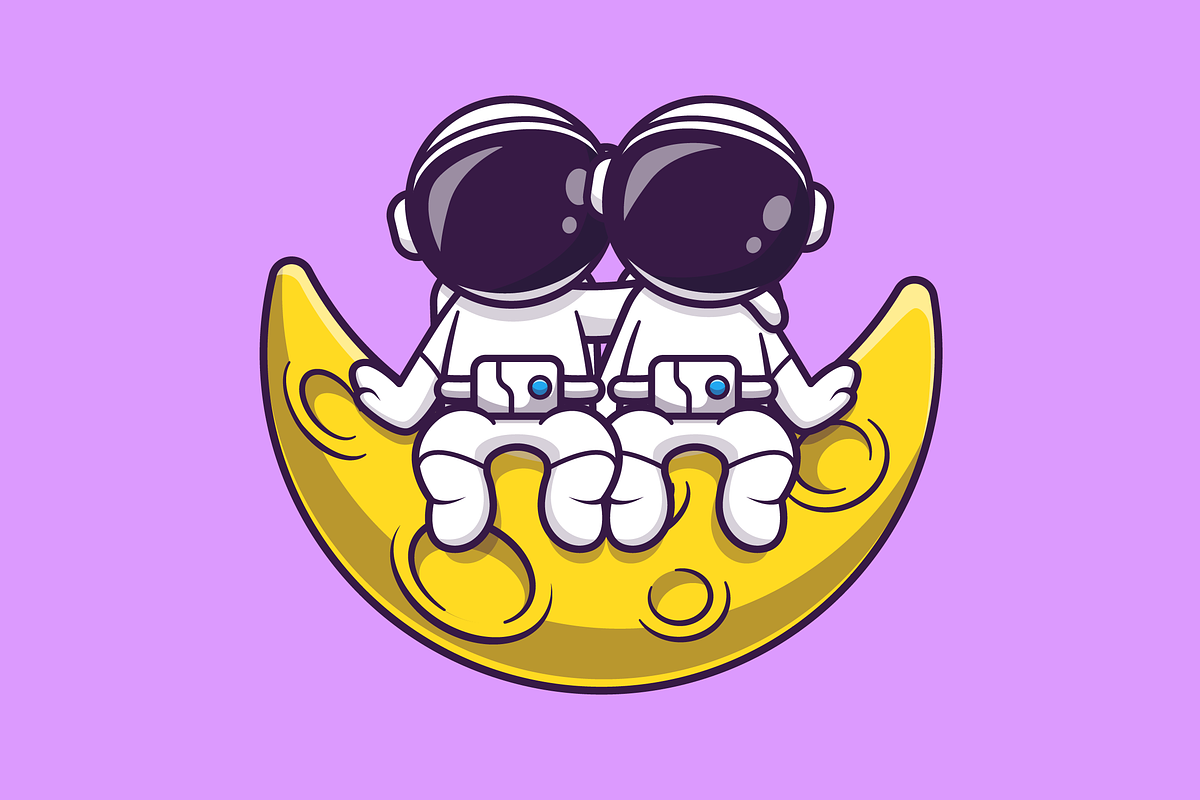 Couple Astronaut Sitting On Moon, a Technology Illustration by Catalyst ...