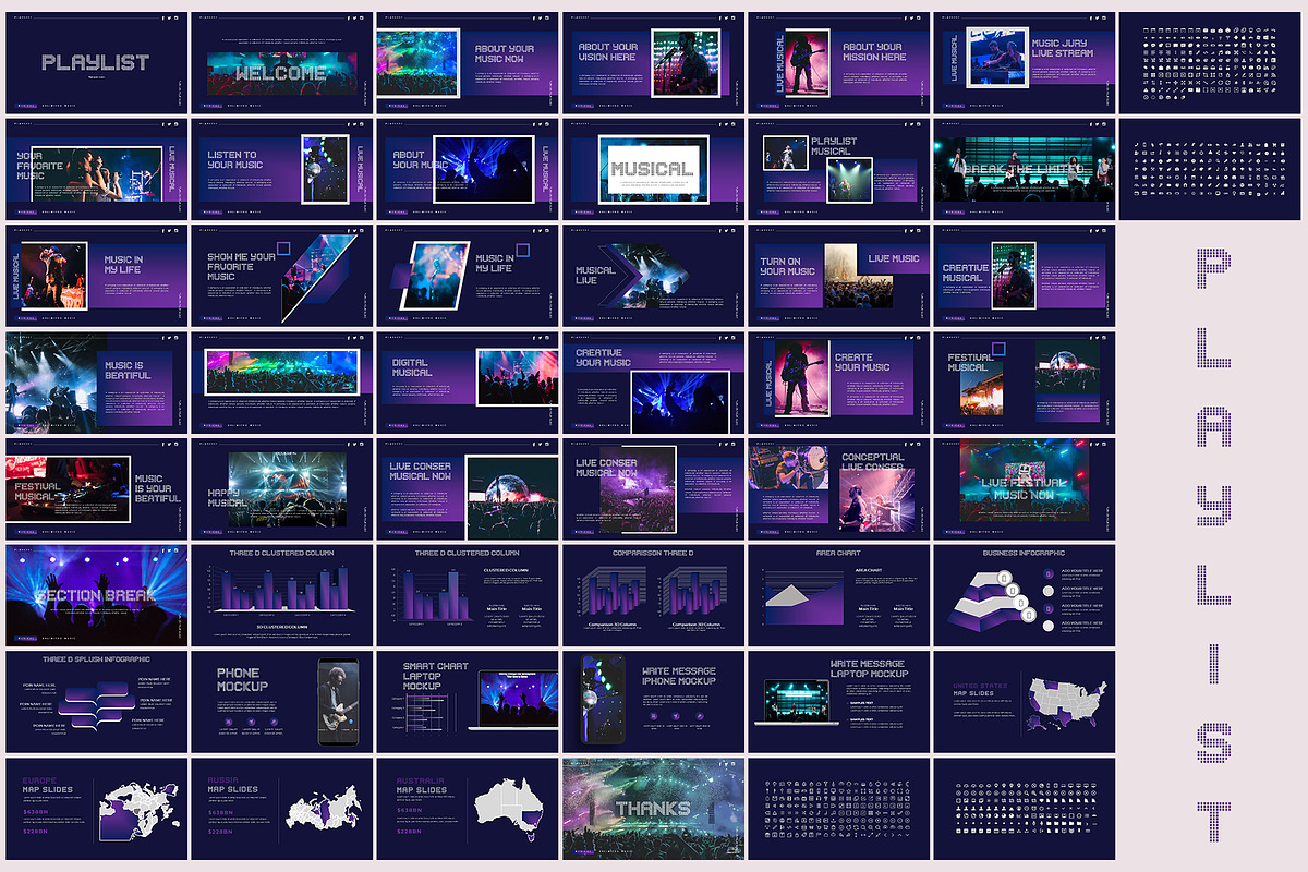 PLAYLIST | Google Slide Template, a Presentation Template by Barland Design