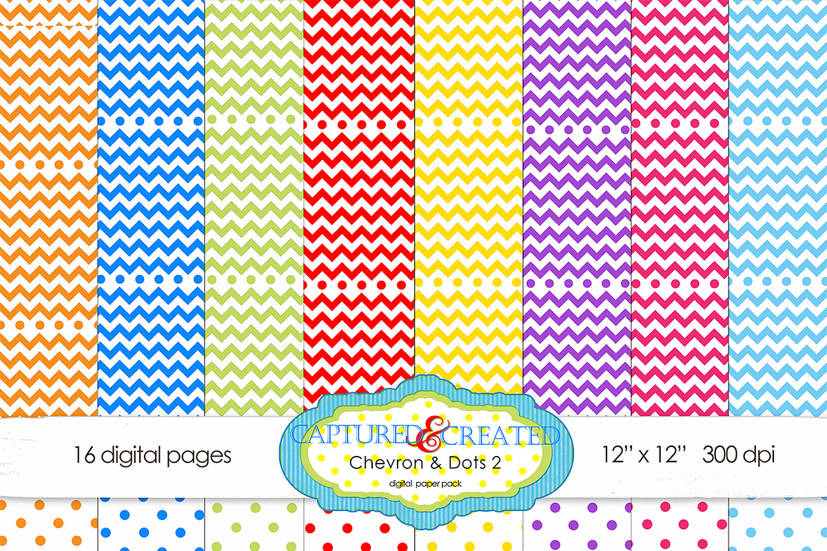 Chevron and Dots 2 Paper Set-16, an Object Graphic by Captured and Created