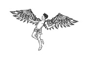 Icarus Greek mythology engraving, an Illustration by AlexArt