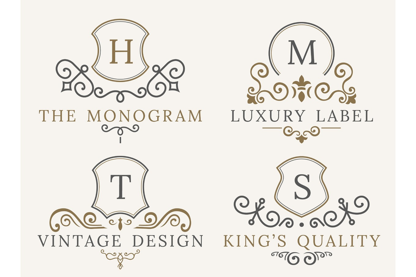 Luxury logo set. Calligraphic pattern elegant decor elements. Vintage ...