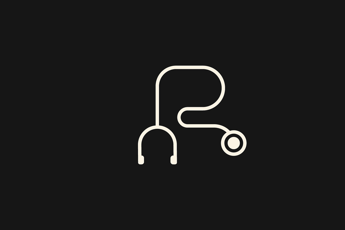 Stethoscope r letter logo vector | Creative Market