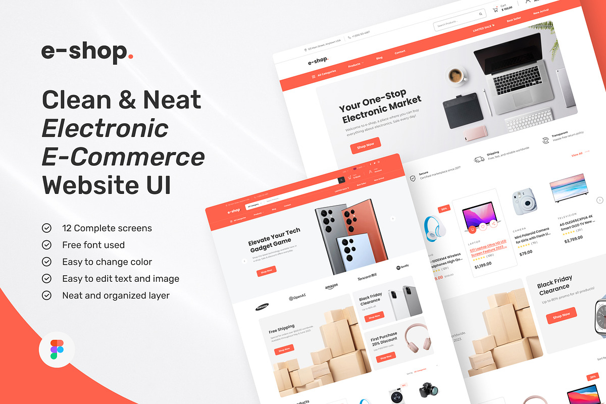 E-Commerce Website Design UI, an UI Kit Template by peterdraw