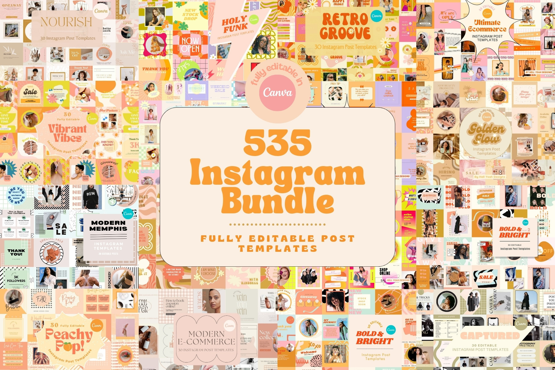 535 Instagram Posts Bundle, a Social Media Template by Hell Yeah Designs