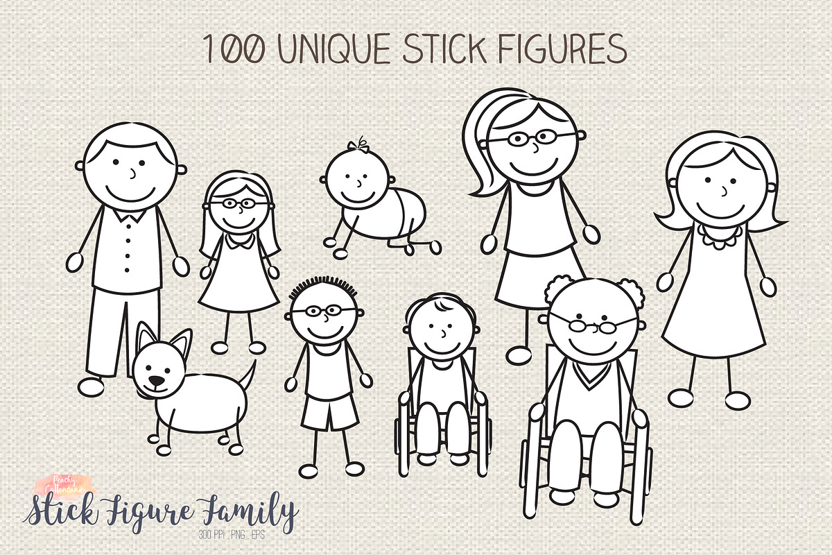 Stick Family Clipart