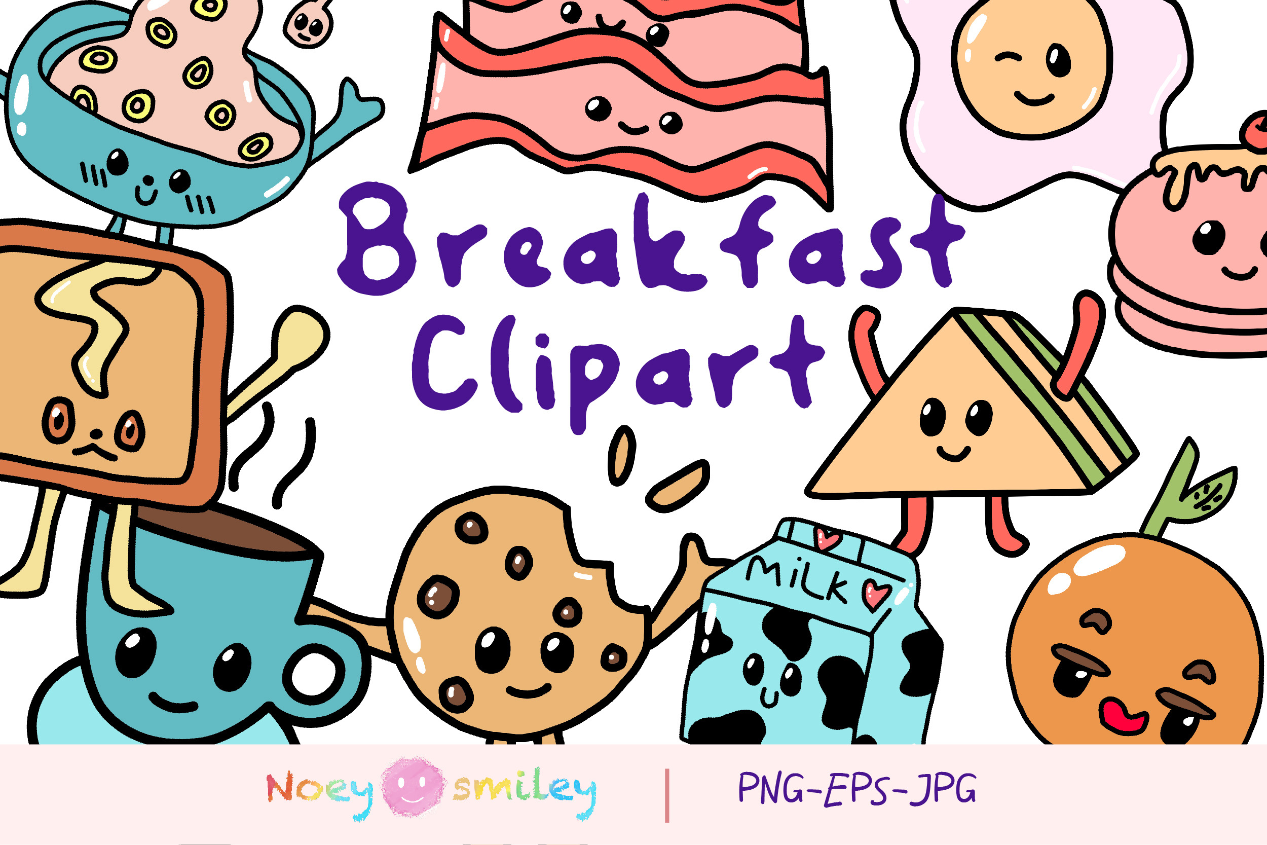 Breakfast Cartoon Filled Clipart, a Decorative Illustration by Noey smiley
