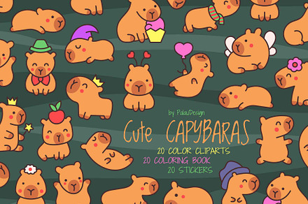 Cute kawaii capybara, an Animal Illustration by Palau