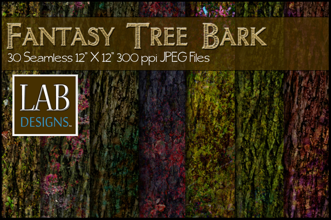 30 Fantasy Tree Bark Textures, a Texture Graphic by Lab Designs