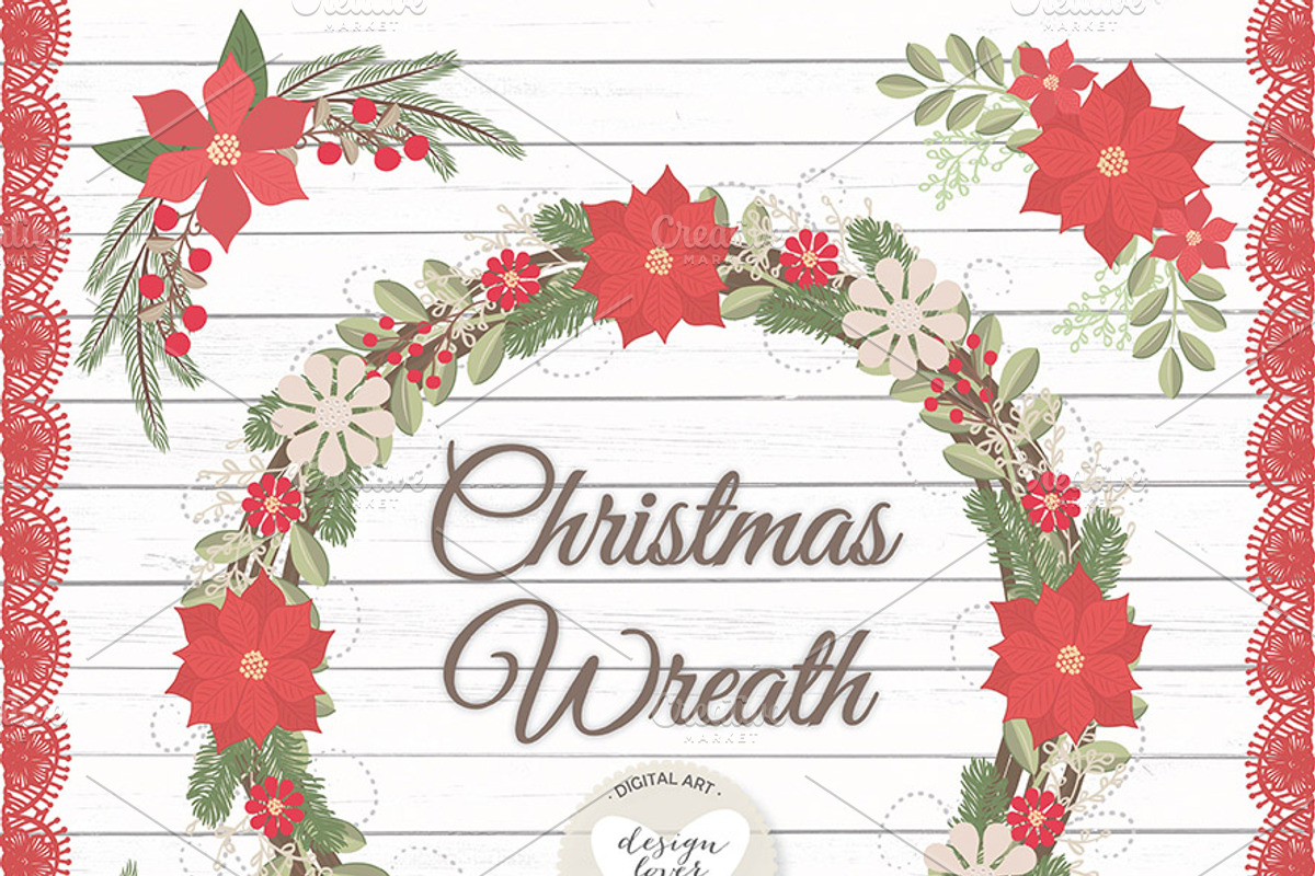 Vector Rustic christmas clipart, an Illustration by designloverstudio