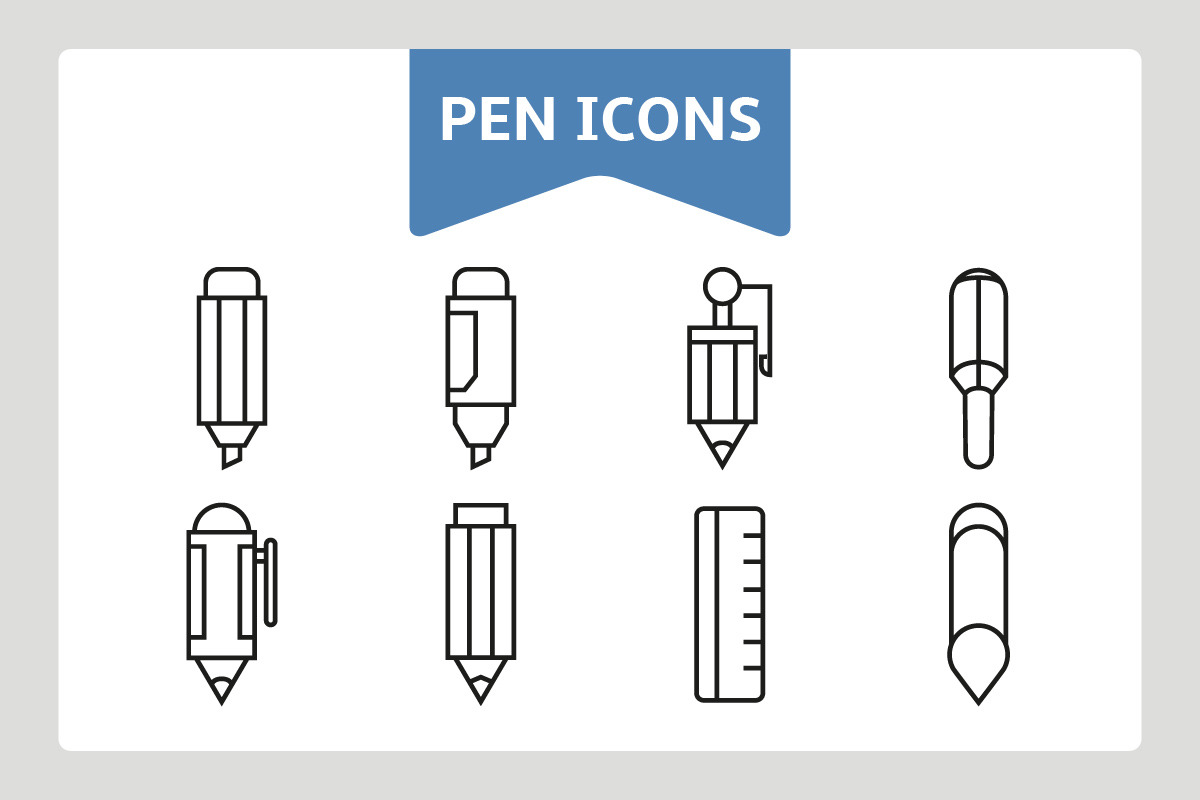 Pen and Pencil Icons Set, an Outline Icon by Designfour