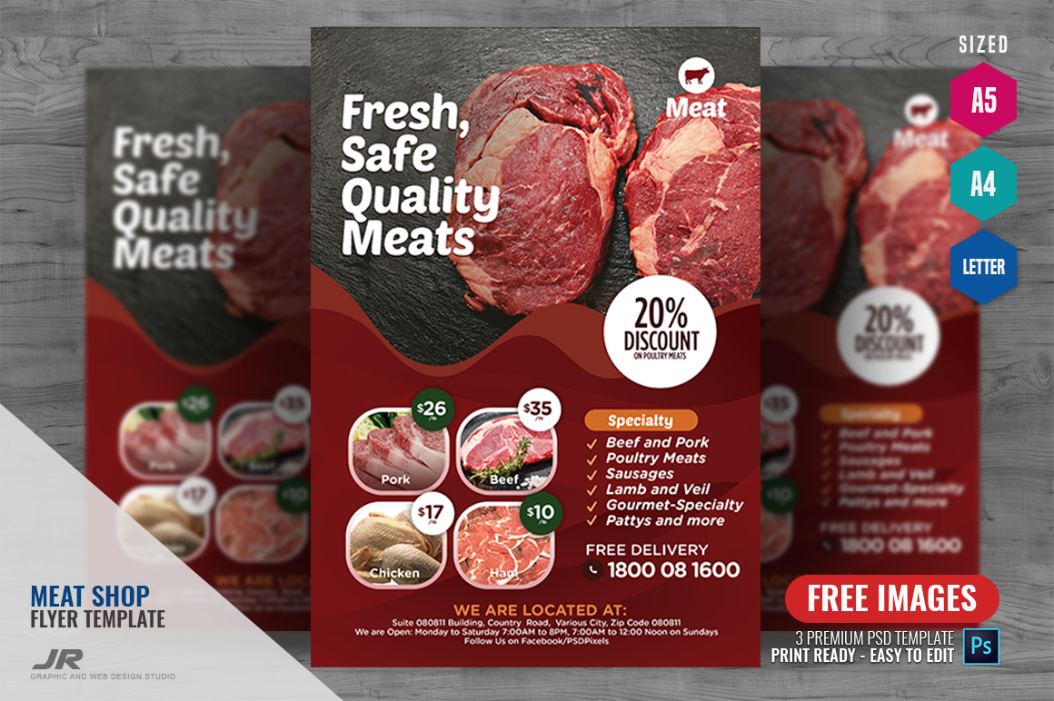 Butcher Shop Flyer, a Flyer Template by PSDPixel