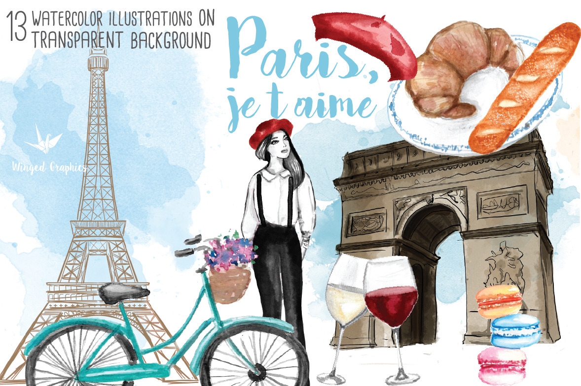 Paris/ France illustrations, an Illustration by Winged Graphics