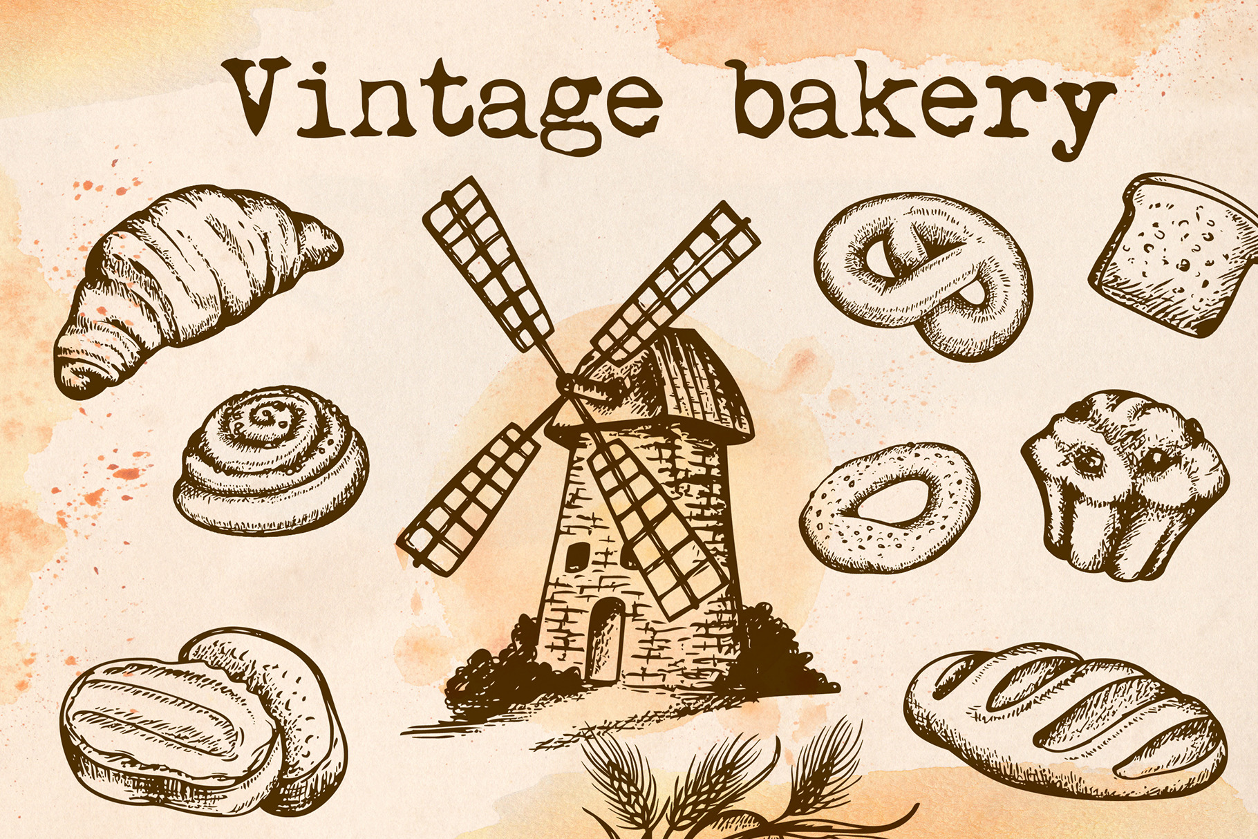 Set of Vintage Bakery, a Food Illustration by Artspace