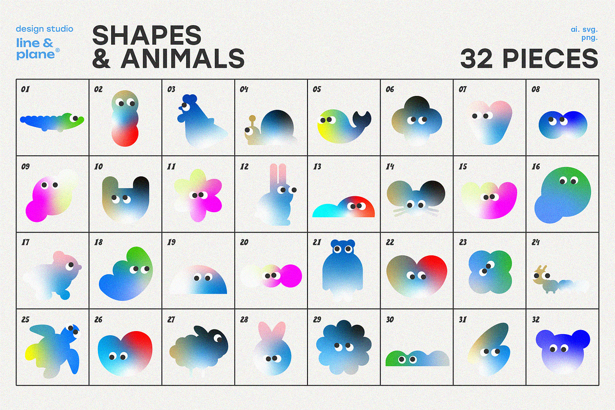 Gradient Emojis Shapes 32 Pieces