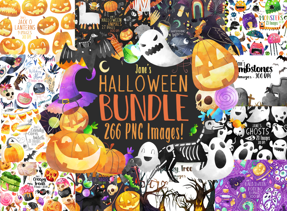 Watercolor Halloween Clipart Bundle | Creative Market