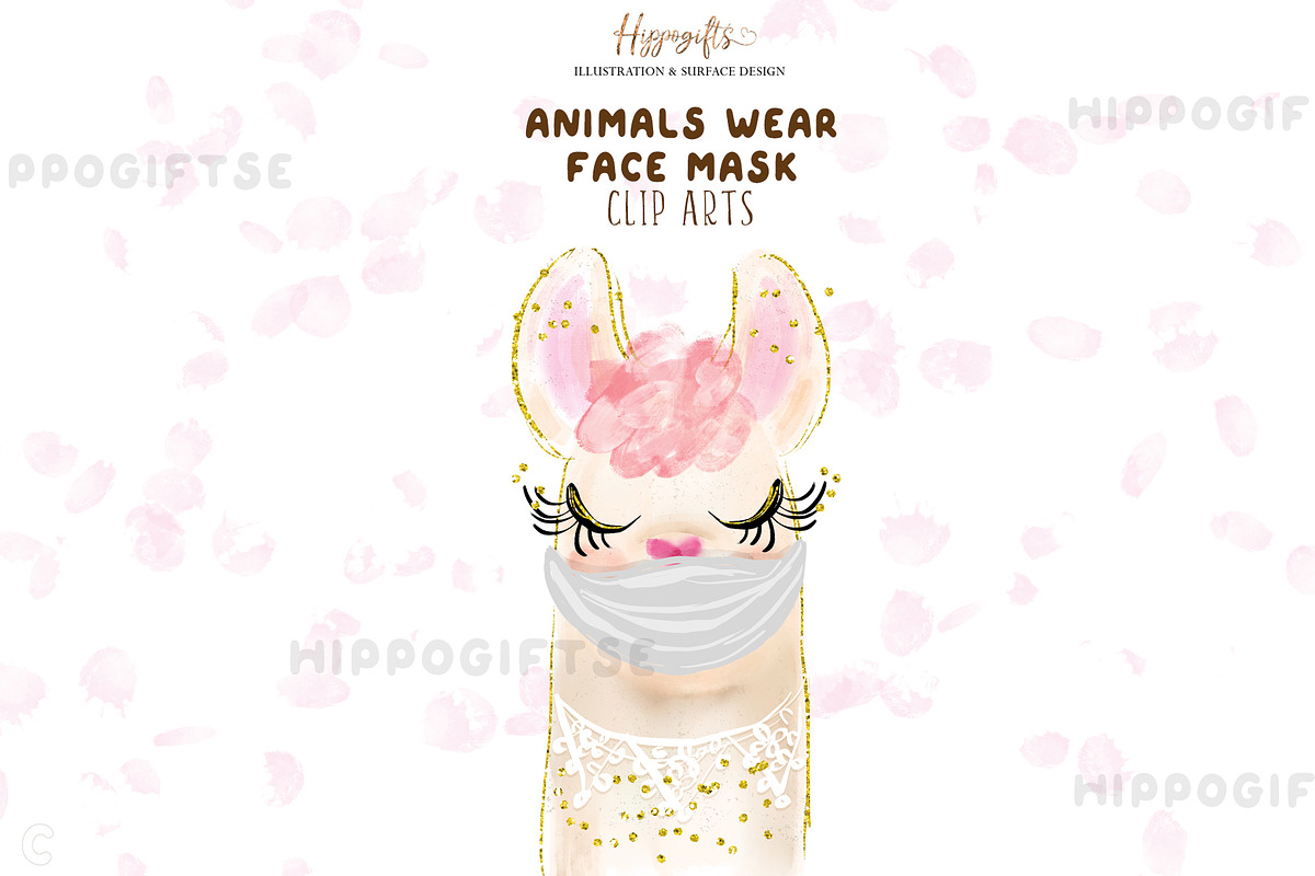 Animals wear mask cliparts, an Animal Illustration by TheHappyGiftArt