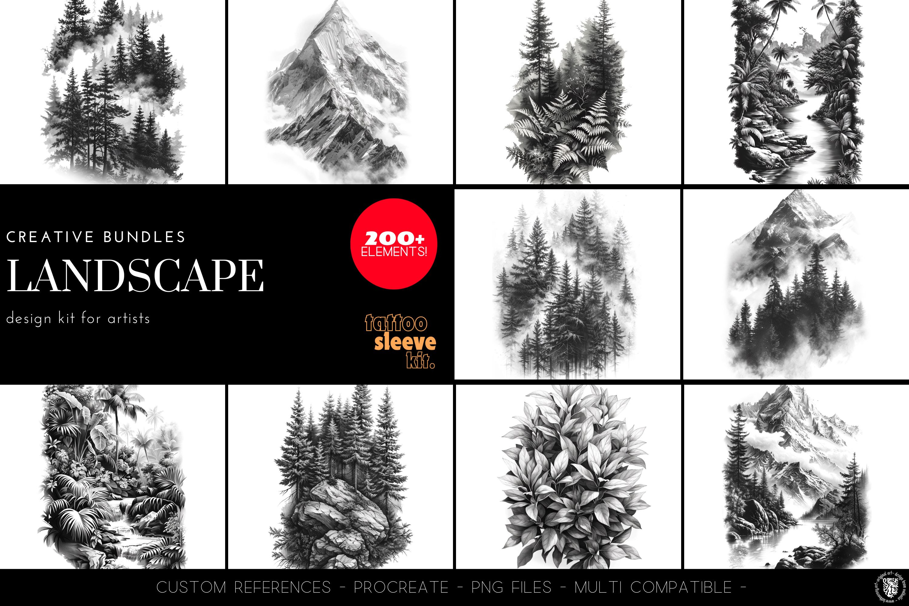 Procreate, landscape design kit, a Brush Add-On by Studio.Valhalla