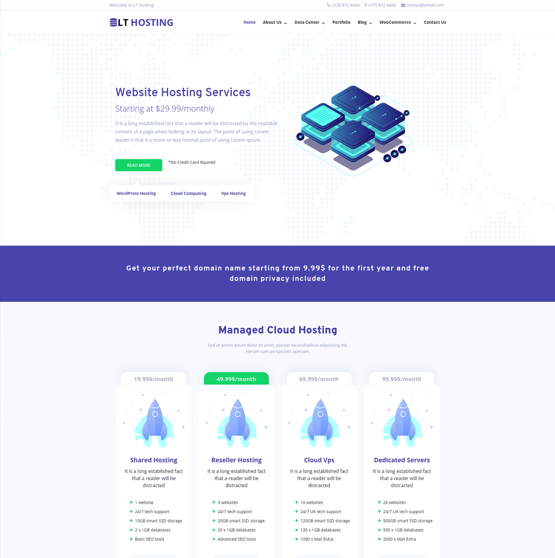 LT Hosting Onepage WordPress Theme, a WordPress Template by LTheme | Creative Market