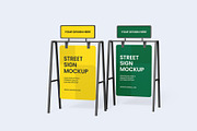 Two Hanging Street Sign Mockup