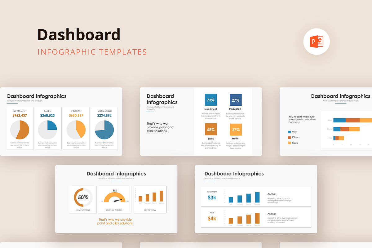Dashboard Infographics PowerPoint, a Presentation Template by slidequest