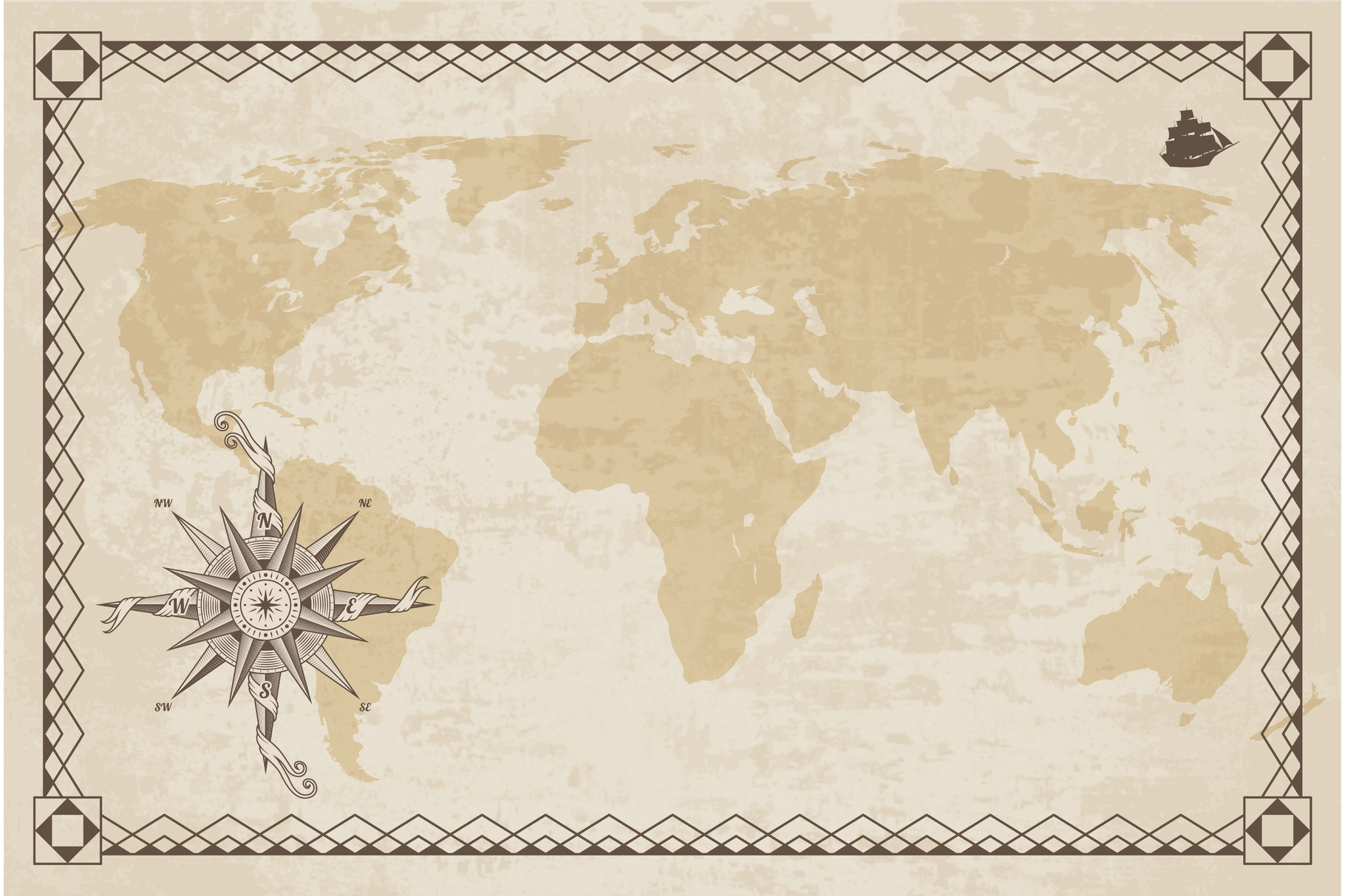 Old world map. Vector paper, a Decorative Illustration by Things for ...