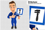 3D Mechanic Breakdown Service Sign | People Illustrations ~ Creative Market