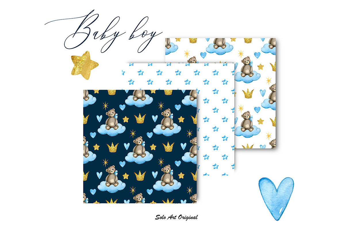 Baby boy Digital Paper Baby shower