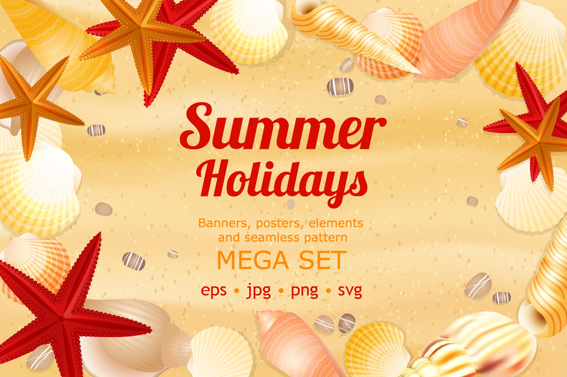 Summer holidays large vector set, a Decorative Illustration by Macrovector