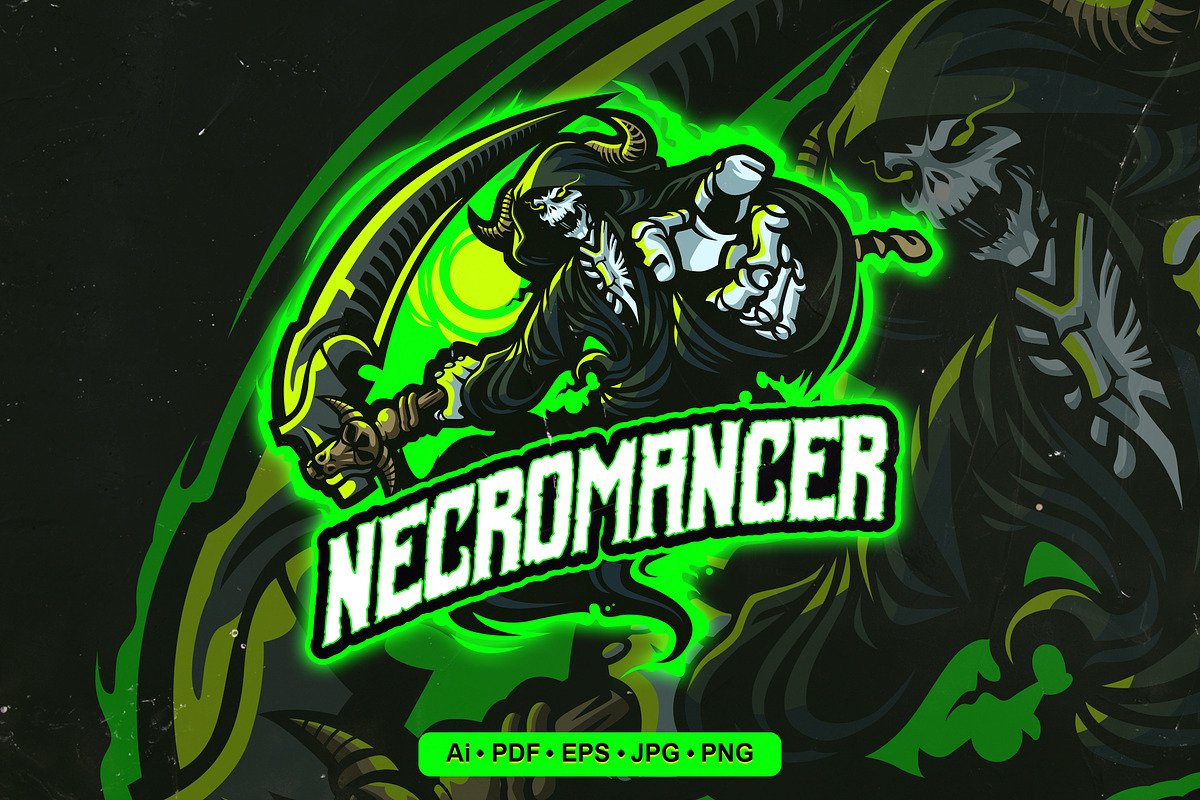 Necromancer eSport Logo Template, a Branding & Logo Template by GRVS Studio