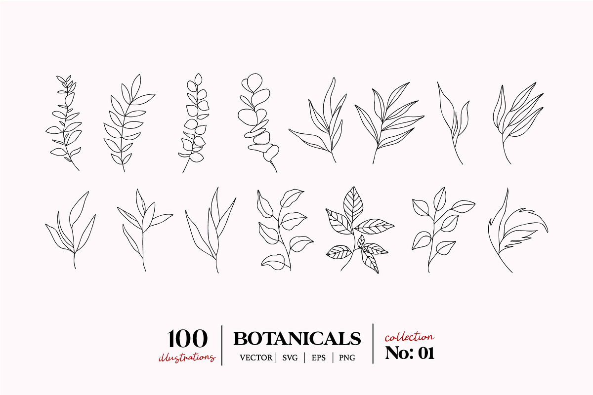 Botanical Line Art Logo Elements V1, a Texture Illustration by Kaya Fonts