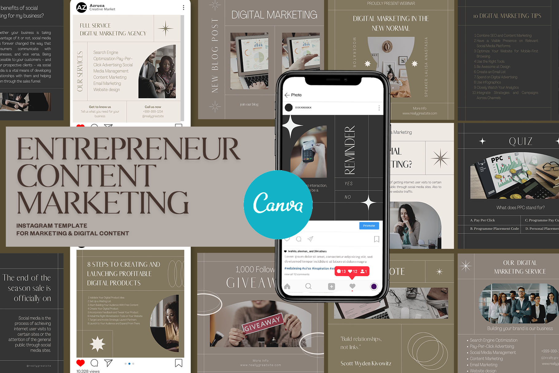 Content Marketing Instagram | CANVA, a Social Media Template by Azruca ...