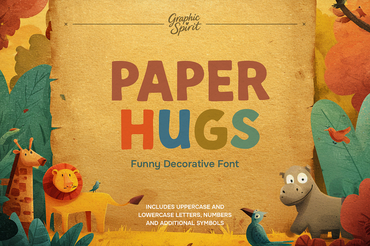Paper Hugs Funny Decorative Font, a Font by Graphic Spirit