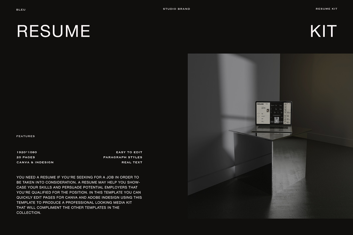 BLEU I Resume Kit, a Presentation Template by Studio Brand