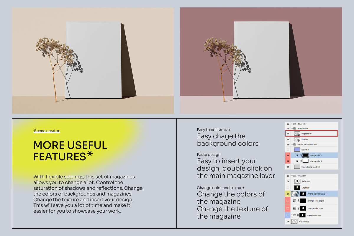 Geometry-magazine mockup kit, a Print Template by Creatoom