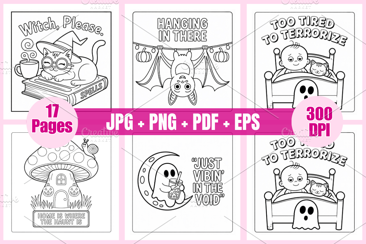 Spooky Cute Club Coloring Pages, a Seasonal Illustration by Daisy Doodle