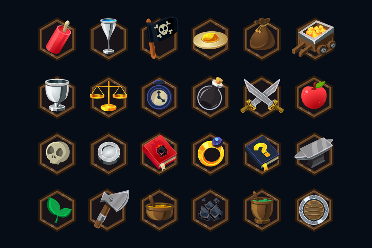 Set of 100 game icons, an Icon by A|B