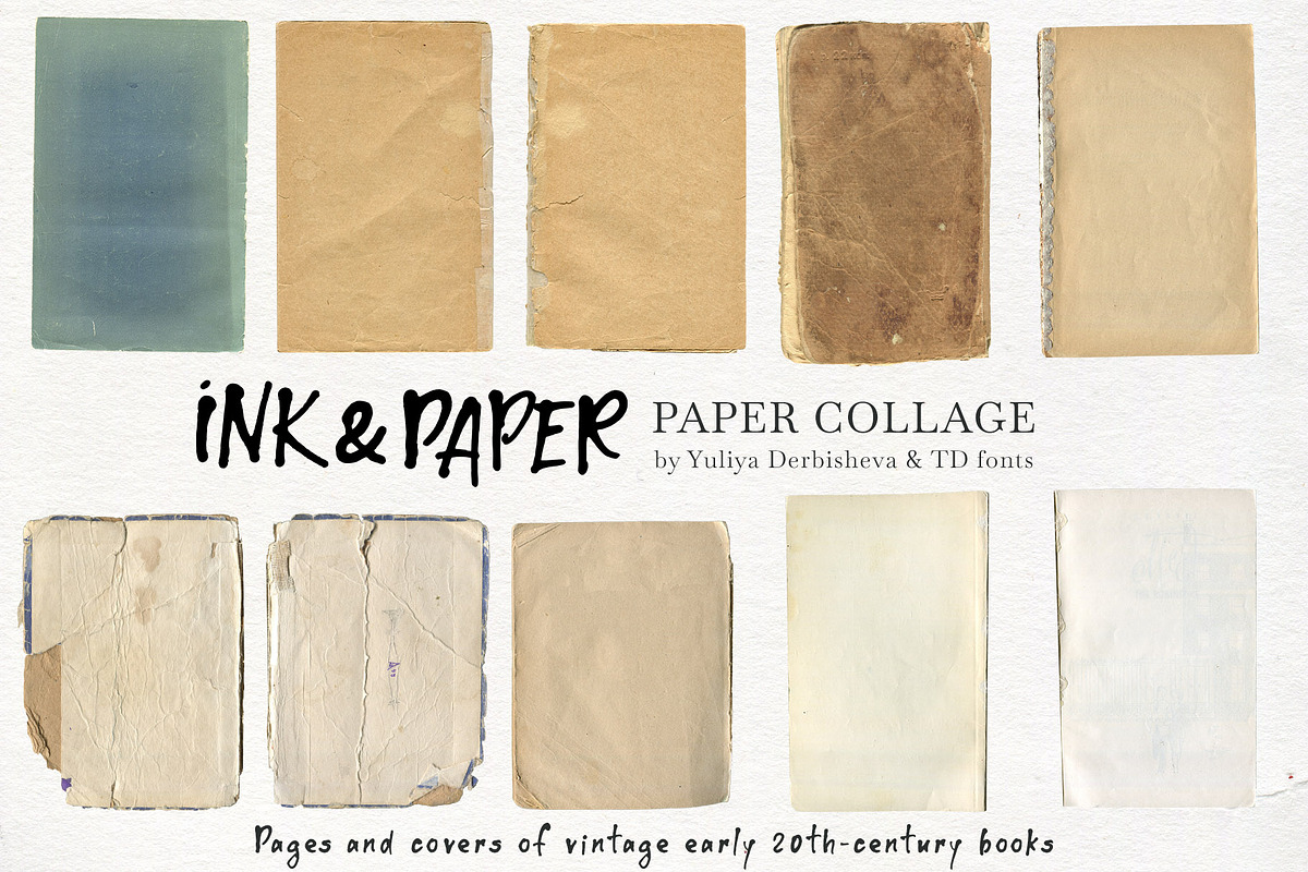 Ink Paper collage elements scraps