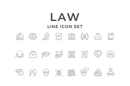 Law & Justice Line Art Icons | Outline Icons ~ Creative Market