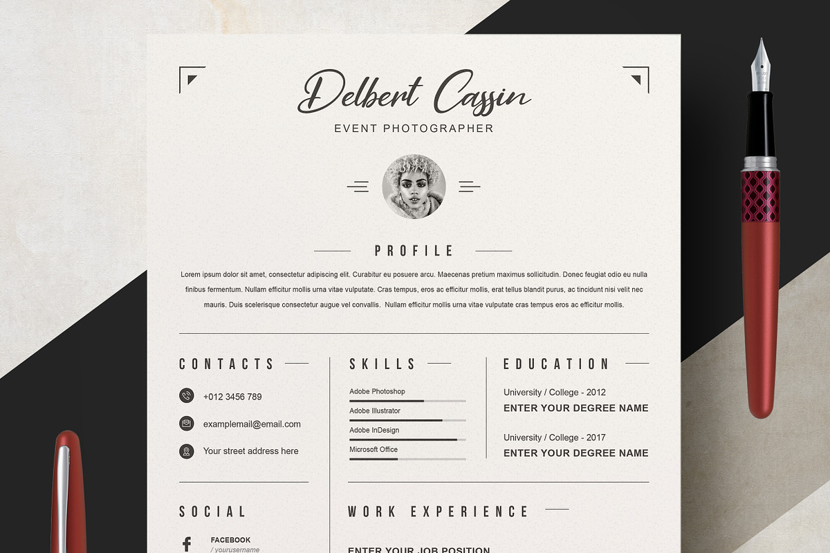 Two Page Clean Resume / CV Template, a Resume Template by ResumeInventor
