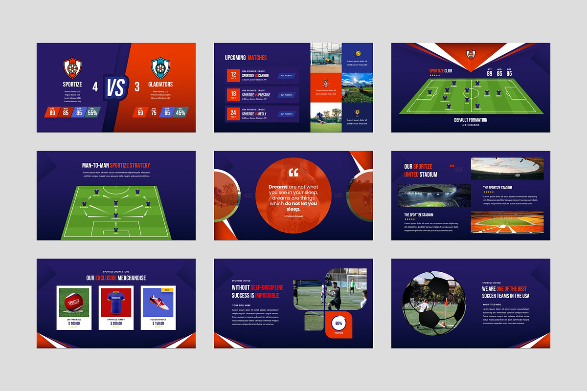 Soccer & Football Club PowerPoint, a Presentation Template by Graphue