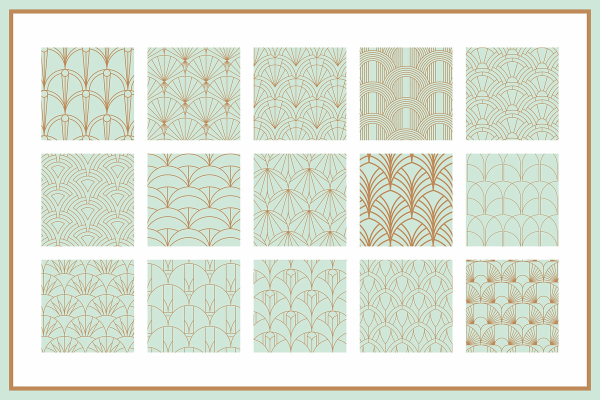 Fish Scale Art Deco Patterns, a Pattern Graphic by tifftuff