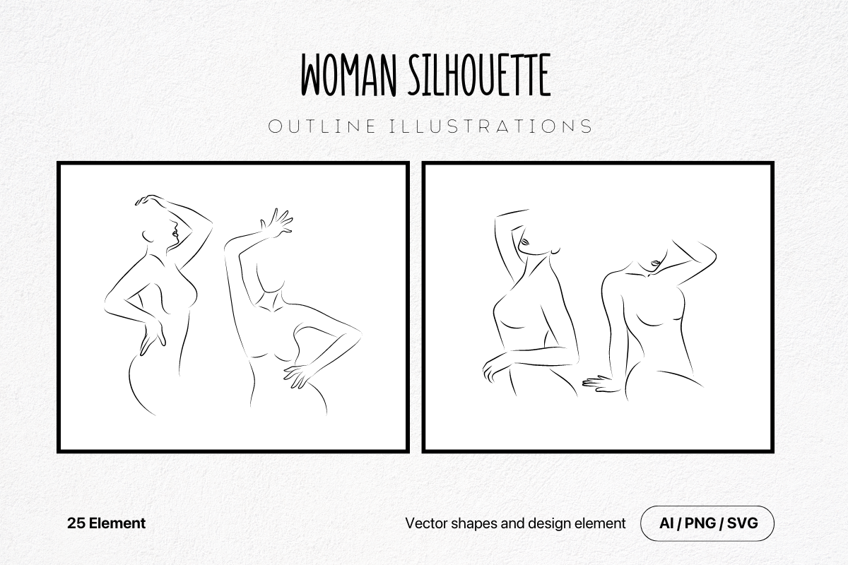 Woman Silhouette Outline Collection