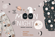 MOON night graphic collection, a Pattern Graphic by solmariart