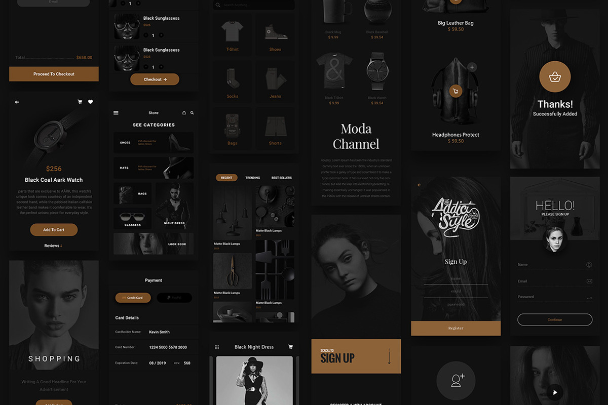 Gold & Coal - UI Kit, an UI Kit Template by Studio Dusk