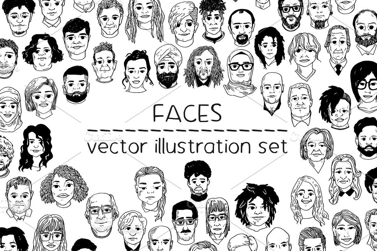 Faces - vector illustrations