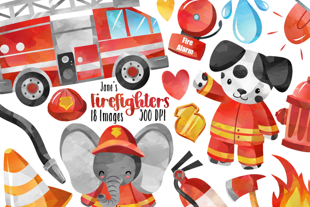 Watercolor Firefighter Clipart, an Illustration by DigitalArtsi